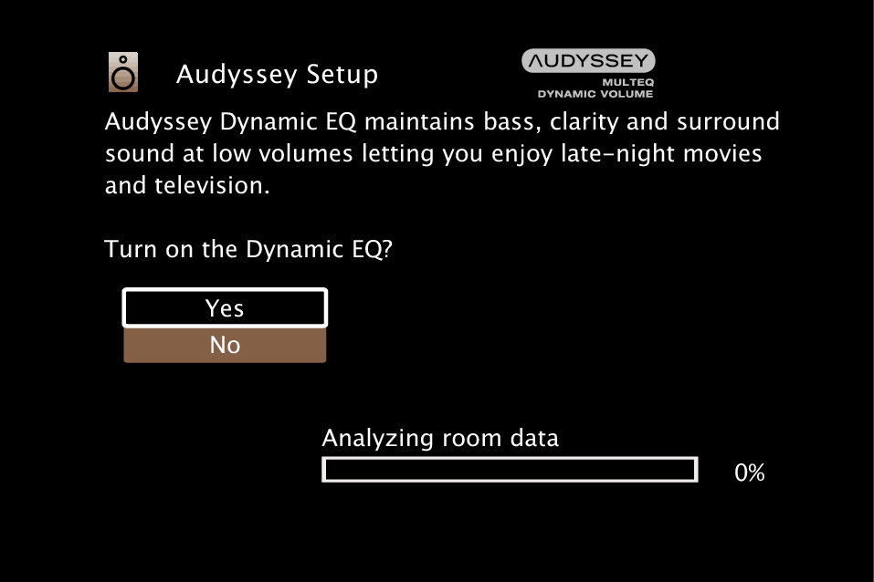 Procedure for speaker settings (Audyssey® Setup) NR1506