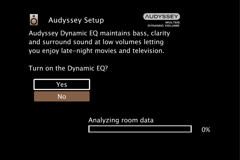 Procedure for speaker settings (Audyssey® Setup) NR1508