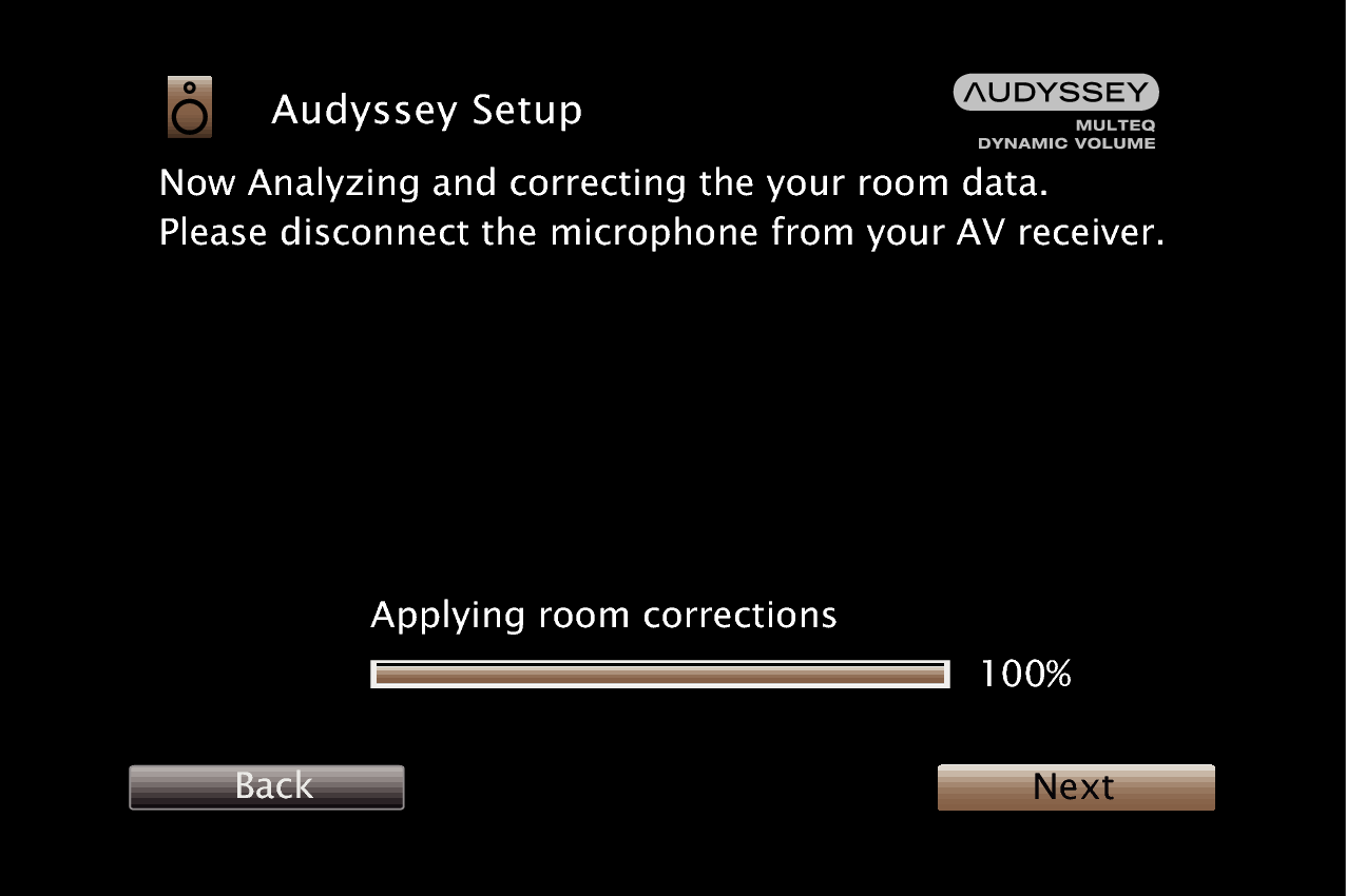 Procedure for speaker settings (Audyssey® Setup) NR1605