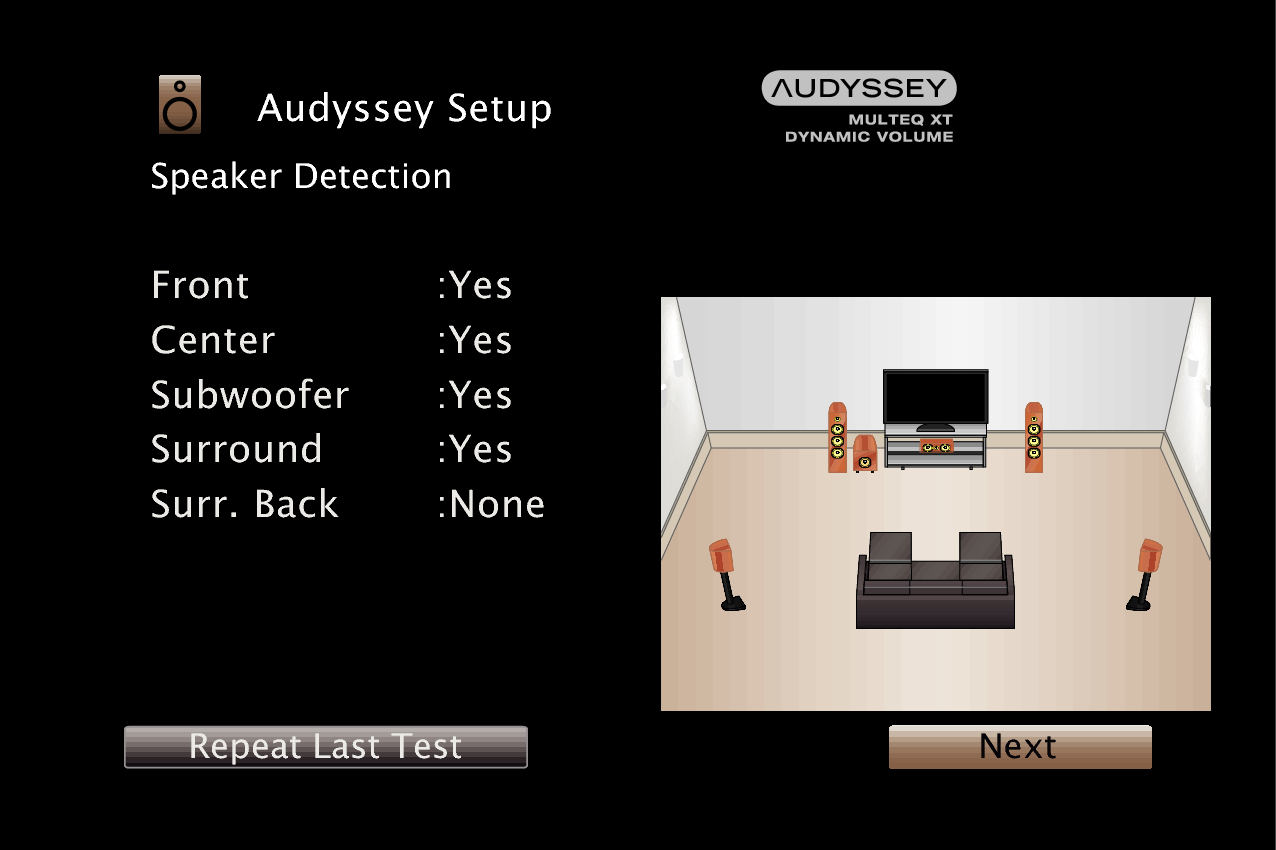 Procedure for speaker settings (Audyssey® Setup) SR5009
