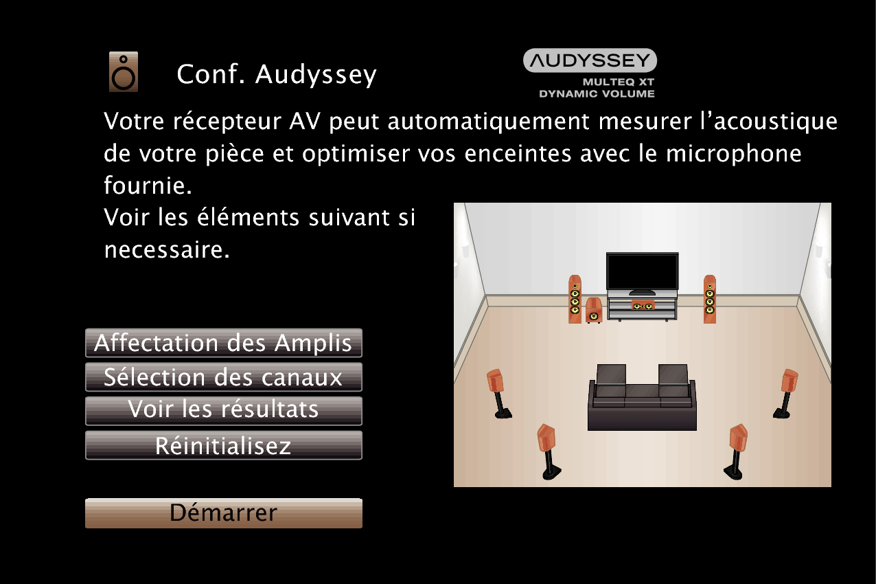 Procédure pour les réglages des enceintes (Conf. Audyssey®) SR5009