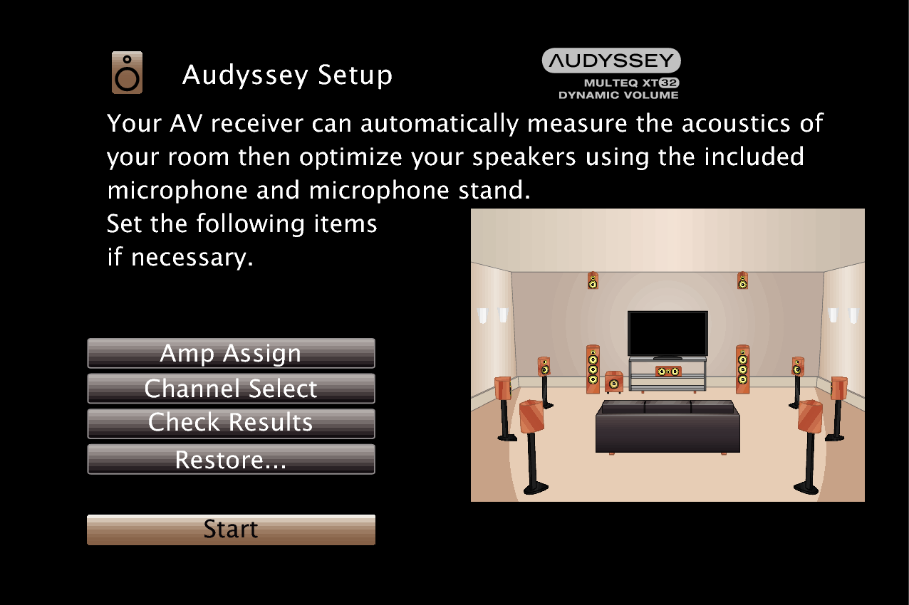 Procedure for speaker settings (Audyssey® Setup) SR7009
