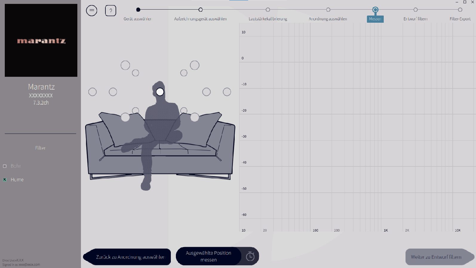Messen mit Dirac Live software Dirac Live