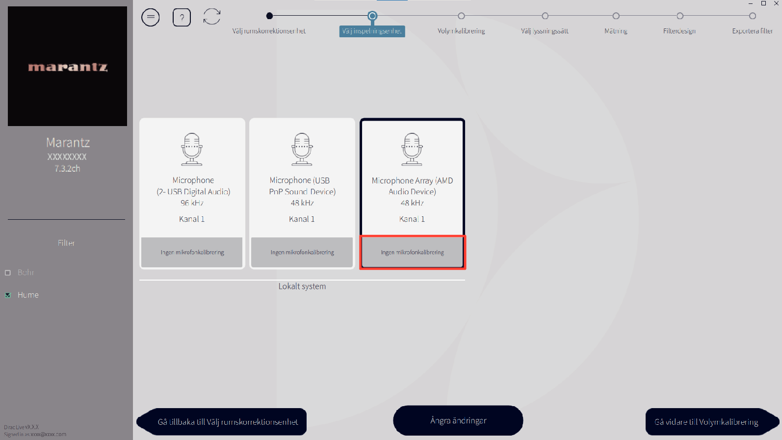 Mätning med Dirac Live software Dirac Live